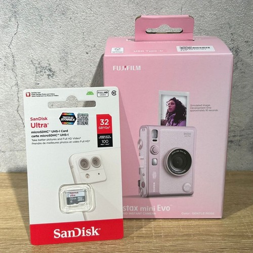 Fujifilm Instax Mini Evo Gentle Rose Instant Camera + SanDisk SD Card ...