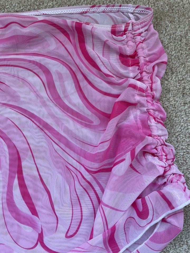 Ladies Over Bikini Skirt Size S gathered side Pink | eBay UK