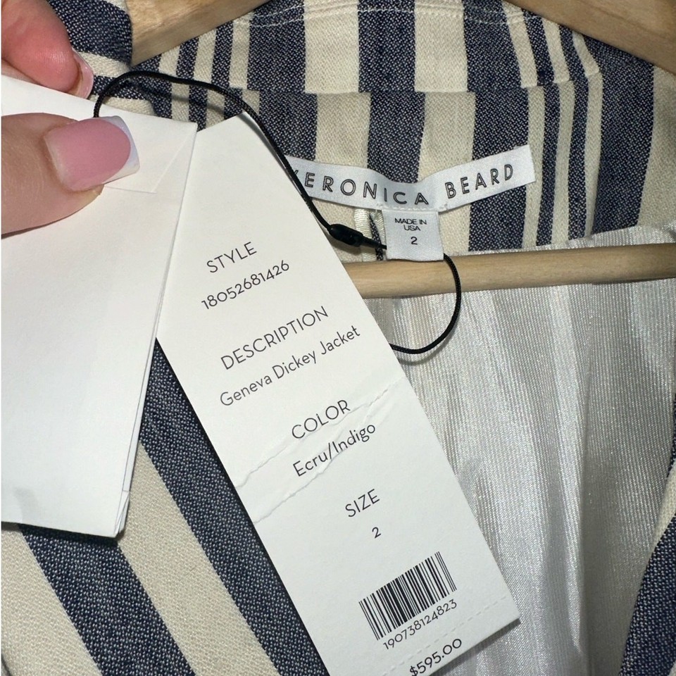 Veronica Beard NWT Geneva Striped Dickey Jacket/Blazer Blue White Size ...