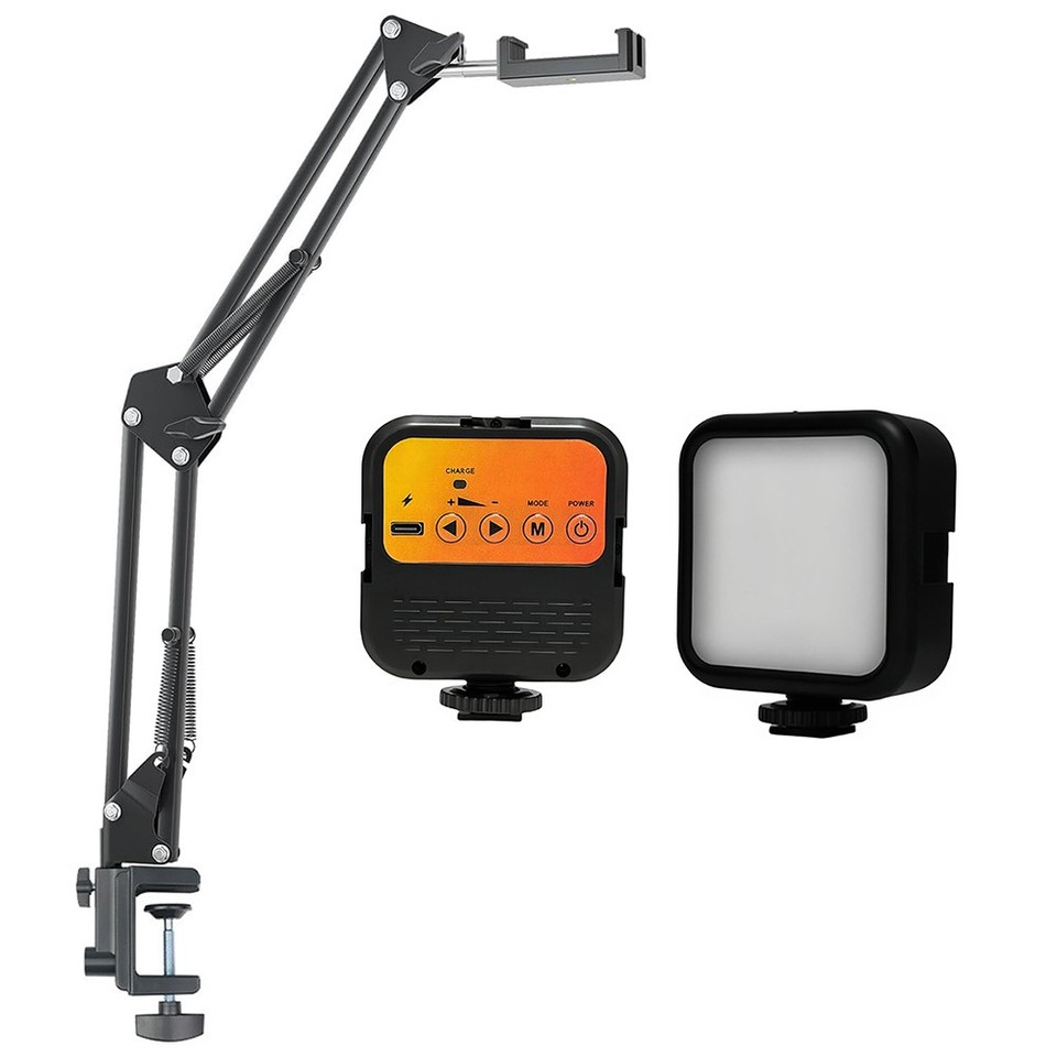 Overhead Phone Mount Articulating Arm Cell Phone Holder with LED Light ...