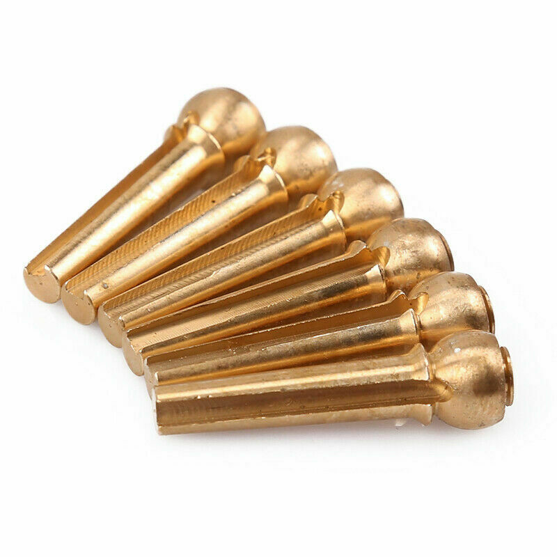 6Pack Acoustic Guitar Brass Bridge Pins Cone String Dot Solid Nail w ...
