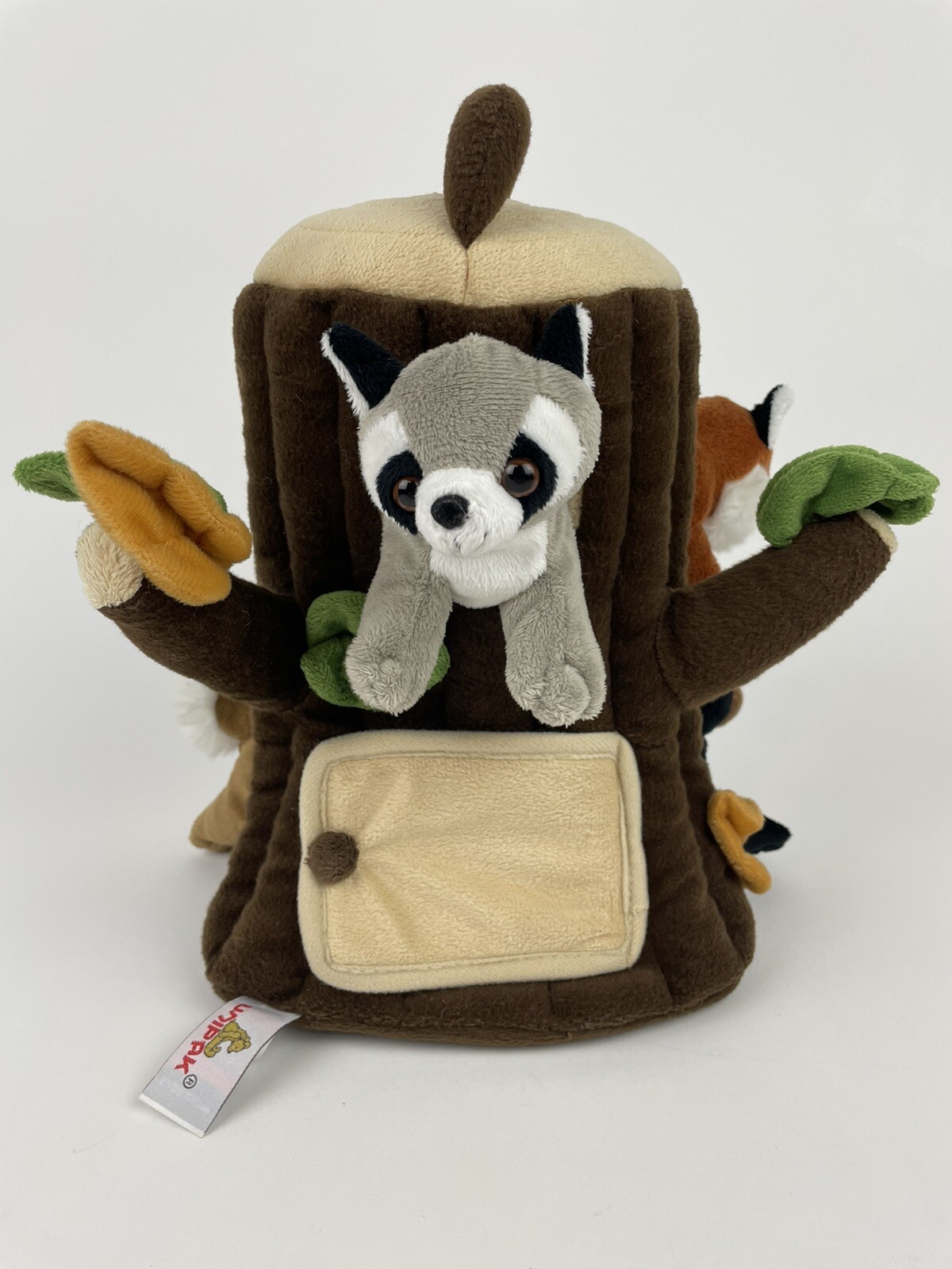Unipak Plush Tree Trunk House 12” with 4 Plush Stuffed Forest Animals ...