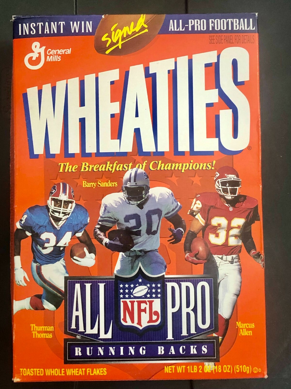 Wheaties Cereal Box, Football, SMITH / THOMAS / ALLEN, Emptied/Refilled ...