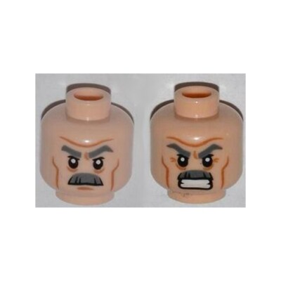LEGO - Minifig, Head Gray Moustache, Thick Eyebrows & Wrinkles ...