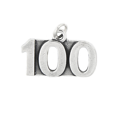 Sterling Silver Large Block Number 100 One Hundred Charm or Pendant | eBay