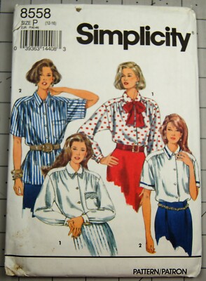 Simplicity Vintage Sewing Pattern #8558 Misses Shirt Tie UNCUT Size 12 ...
