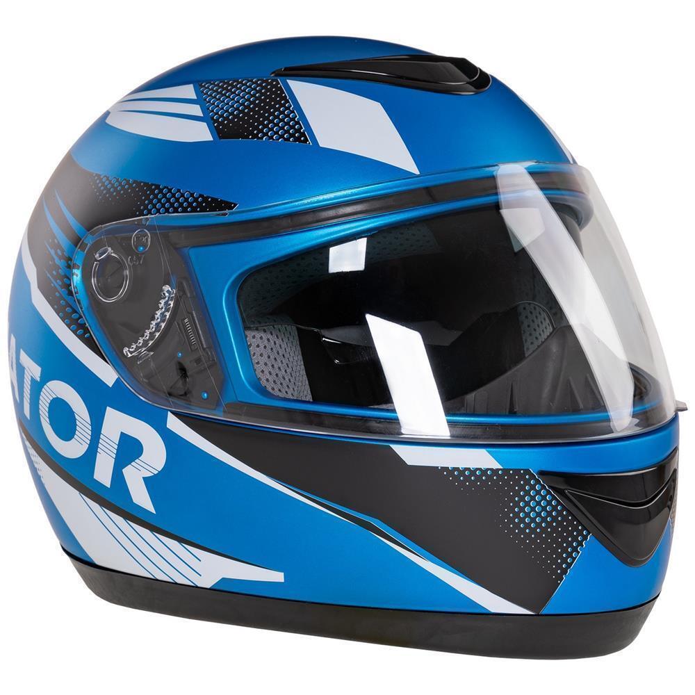 Integralhelm Mit Sonnenblende Matt Helm Motorradhelm Blau-Weiß Quad ...