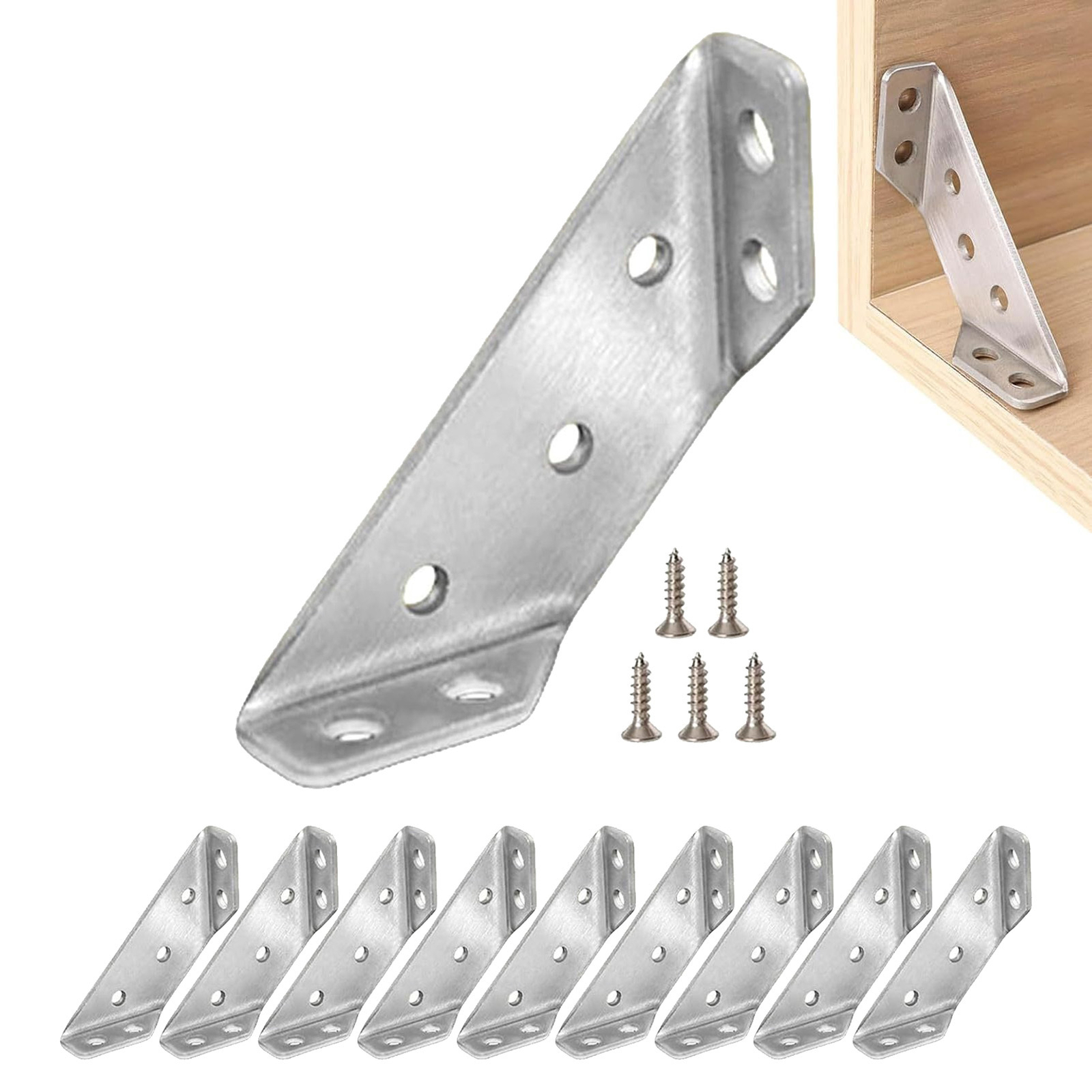 10PCS Angle Corner Brackets for Wood Corner Brackets Triangle Bracket ...