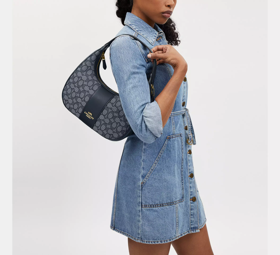 NWT Coach Carmen Shoulder Bag In Signature Jacquard CV001/CR151 | eBay