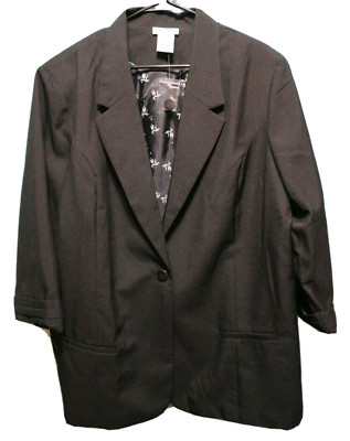 Blair NEW♈Woman's Solid button up Jacket size 2XL~Black | eBay