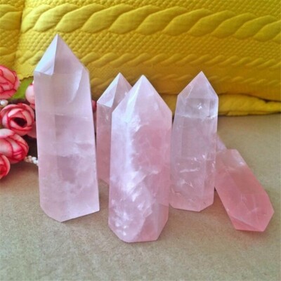 A+++Natural rose quartz obelisk pink crystal wand point healing ...