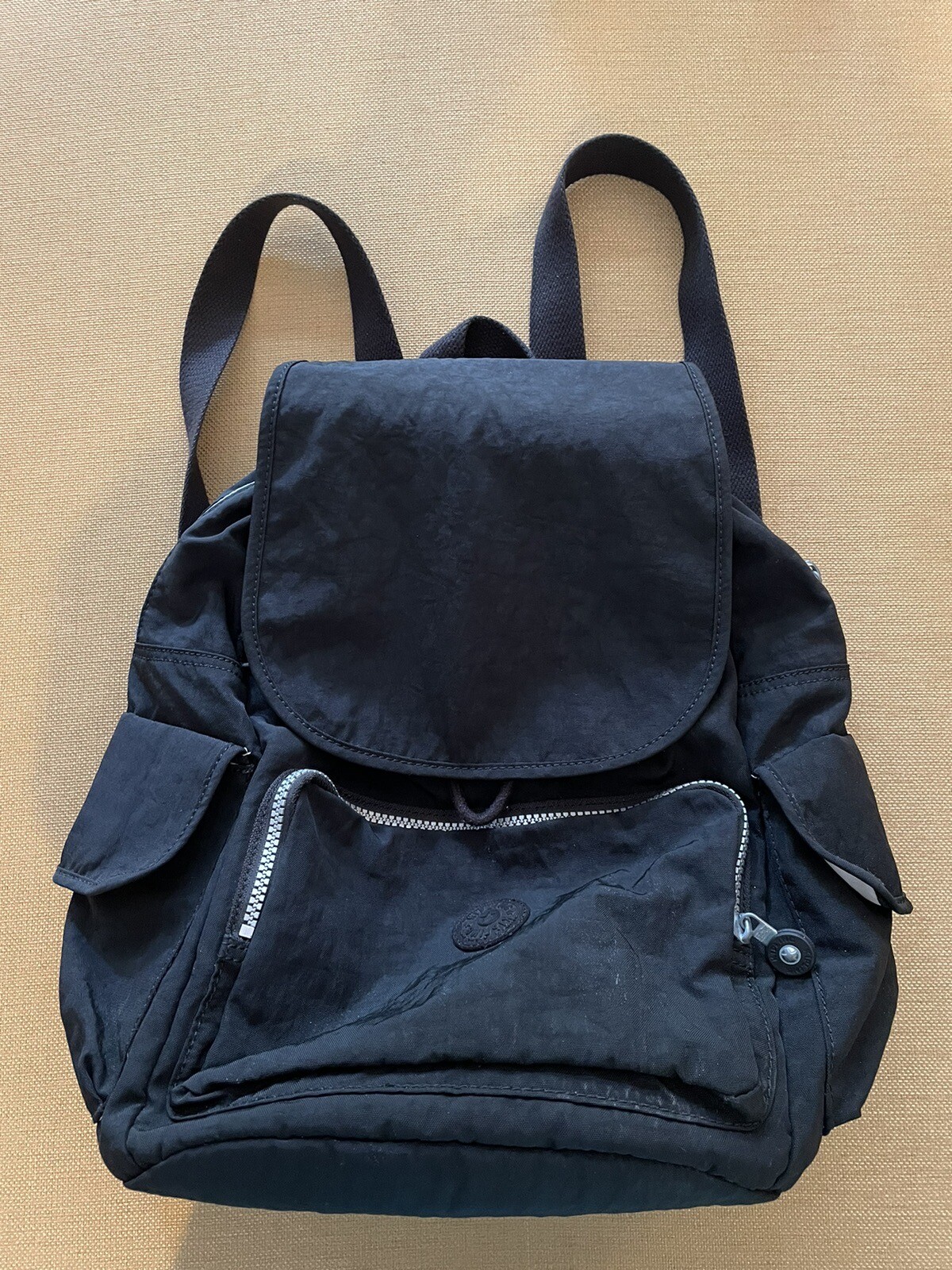 Kipling RAVIER Backpack Black Medium Zipper Drawstring - Gem