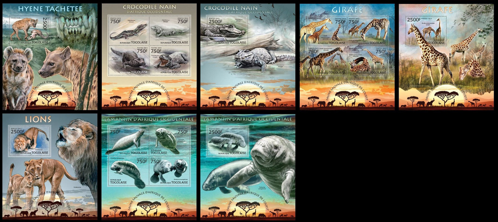 WILDLIFE OF WEST AFRICA animals Togo Collection 46 s/s MNH Yvert CV736 ...