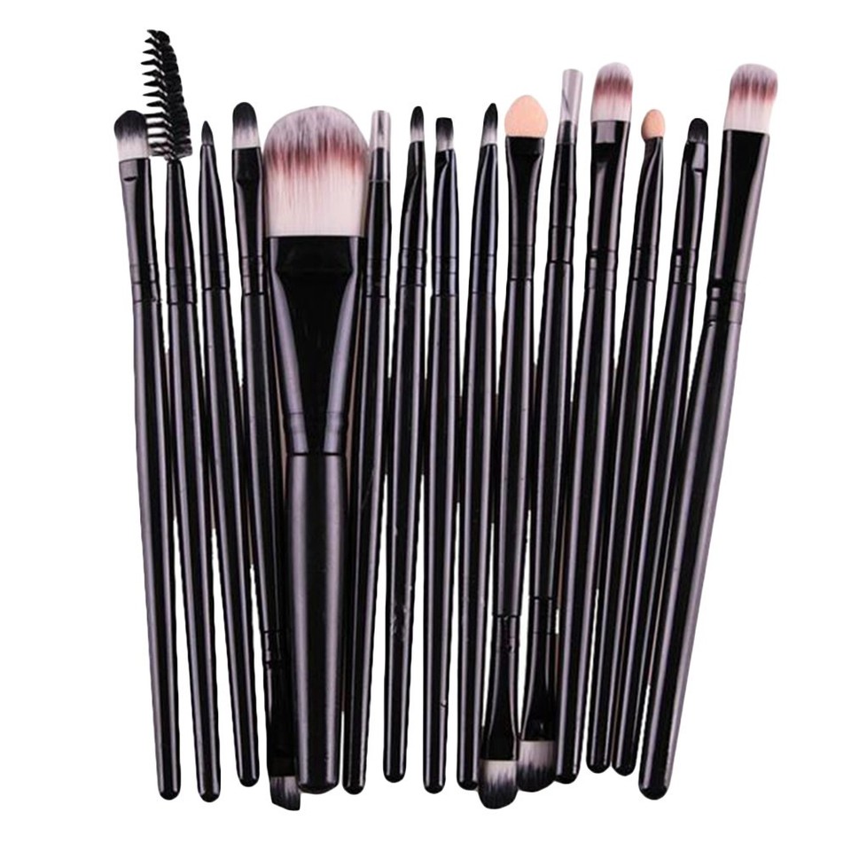15pcs Eye Makeup Brush Set Synthetic Fiber for Powder Foundation Makeup ...