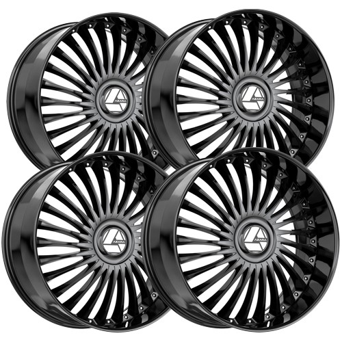 (Set of 4) Azara AZX-103 24x9 5x115/5x120 +32mm Gloss Black Wheels Rims ...
