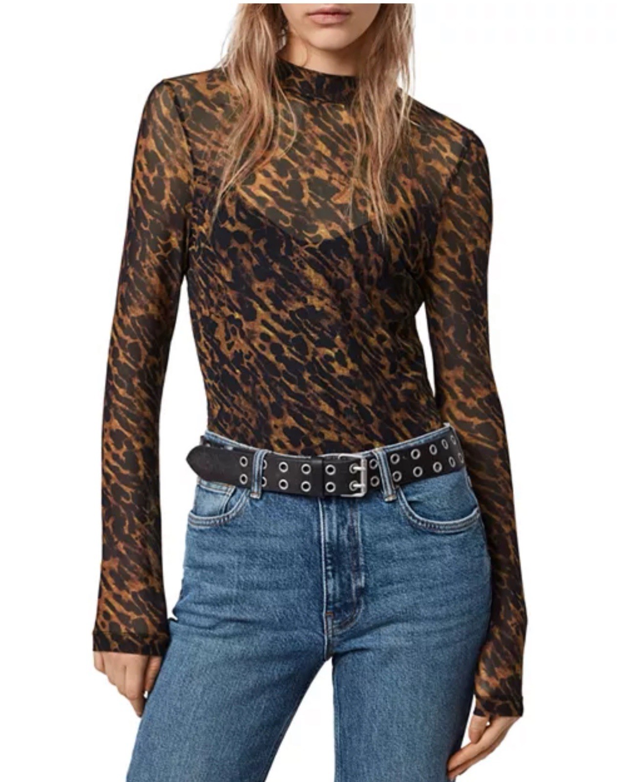ALLSAINTS Ambient Mesh Logo Leopard Sexy Elia Bodysui… - Gem