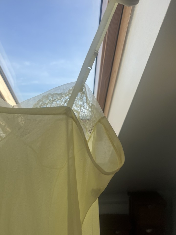 Vintage nylon full slip Pippa Dee lemon yellow 38”Silky Slippery Rare ...