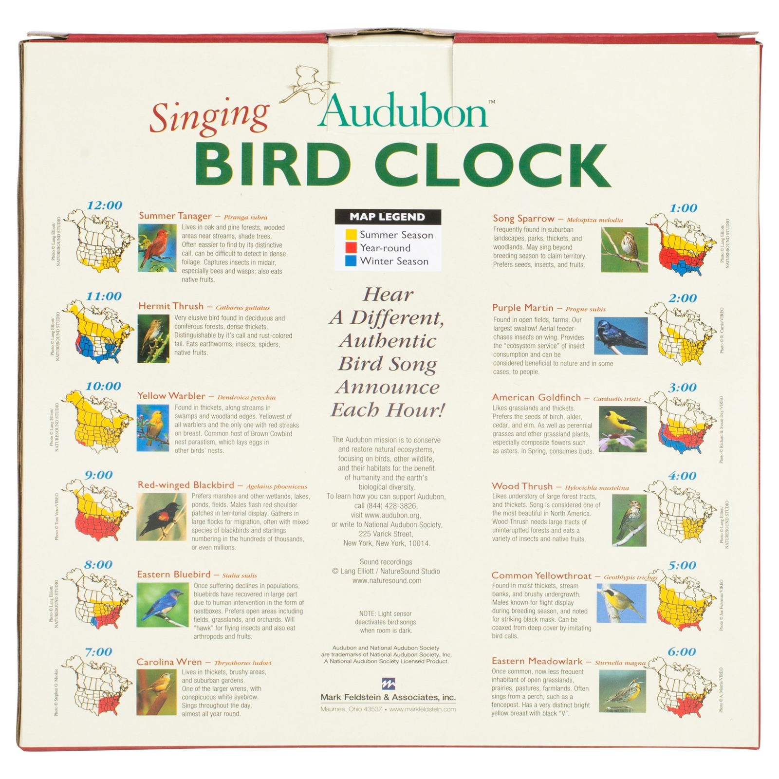 Audubon Singing Bird Wall Clock 8 Inch Desk Clock with Bird Sounds ...