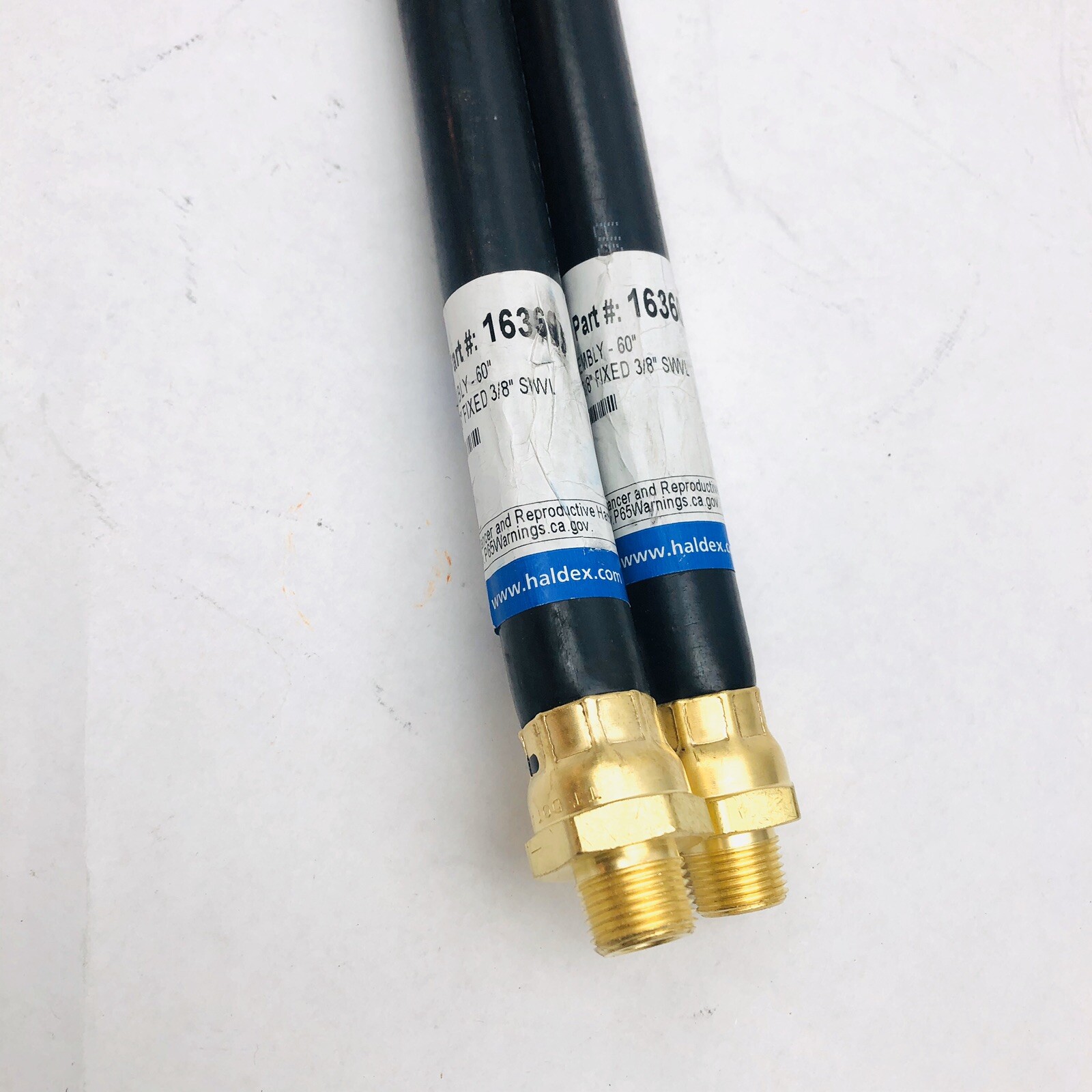 LOT OF 2 HALDEX 16360 HOSE ASSEMBLY -60" 1/2" HOSE 3/8"FIXED 3/8" SWVL ...