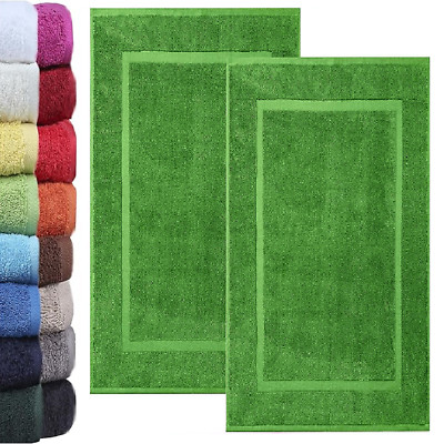 2 Pcs Mat Luxury Terry Towelling Cotton Bathroom Rugs Non Slip Toilet ...