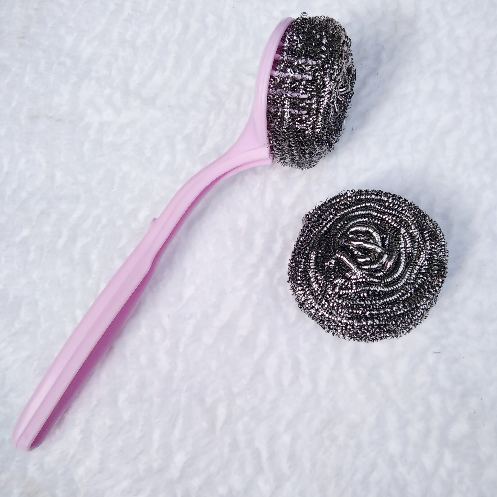 Scourer with Handle Pan Pot Dish Cleaning Kitchen Tool Stainless Steel ...