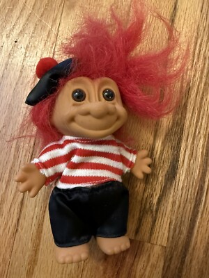 Vintage 1990s 5" Russ French Artist Troll Doll with Red Hair and Beret ...