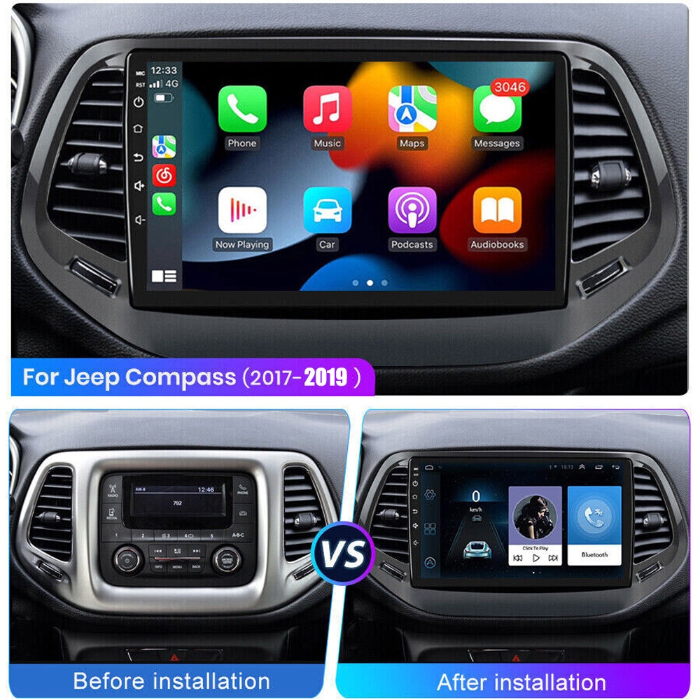 For Jeep Compass 2017-2019 Android 13 Car Radio Stereo Apple Carplay ...