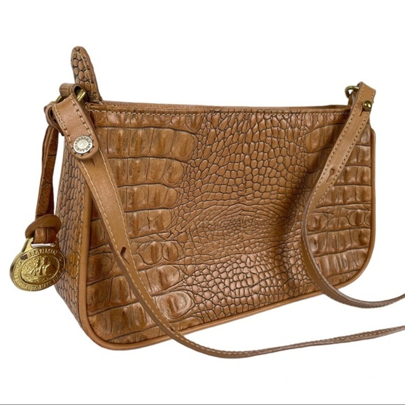 Vintage Brahmin Y2K Croc Embossed Leather Handbag Sho… - Gem