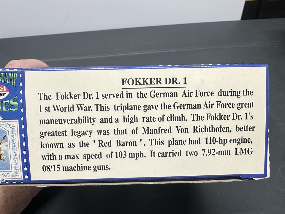 Model Power Fokker Dr.1 Postage Stamp Diecast Plane 1/100 WWI Red Baron ...