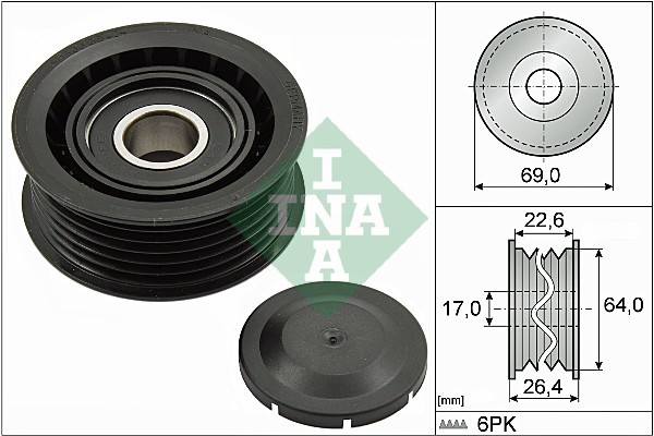 AUX Belt Idler Pulley Fits VOLKSWAGEN Guide Deflection INA 059903341a ...