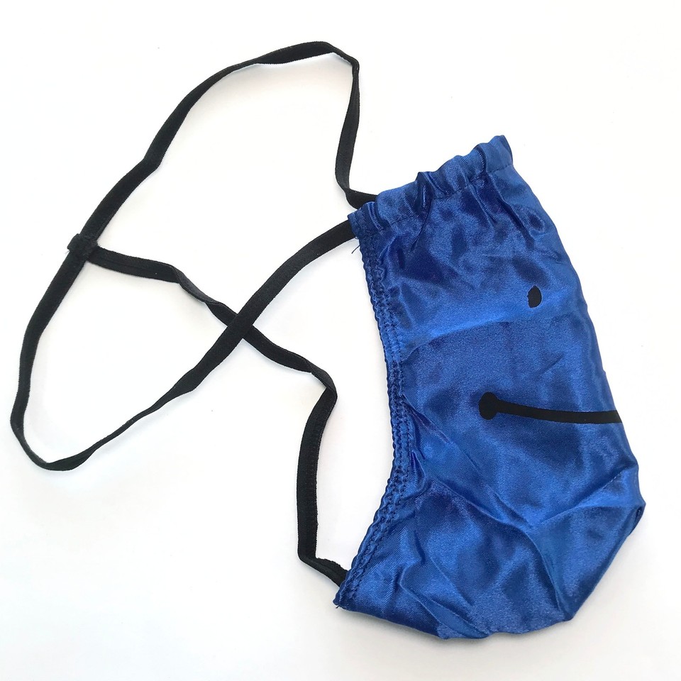 G712 SEXY MEN STRING POSING POUCH Thong Polyester Satin Smiling Face ...