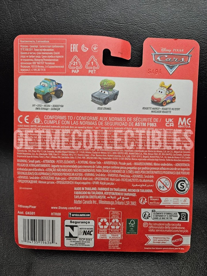 DISNEY PIXAR CARS MINI RACERS IVY DOUG CRANKEL ROADETTE 3 PACK FREE ...