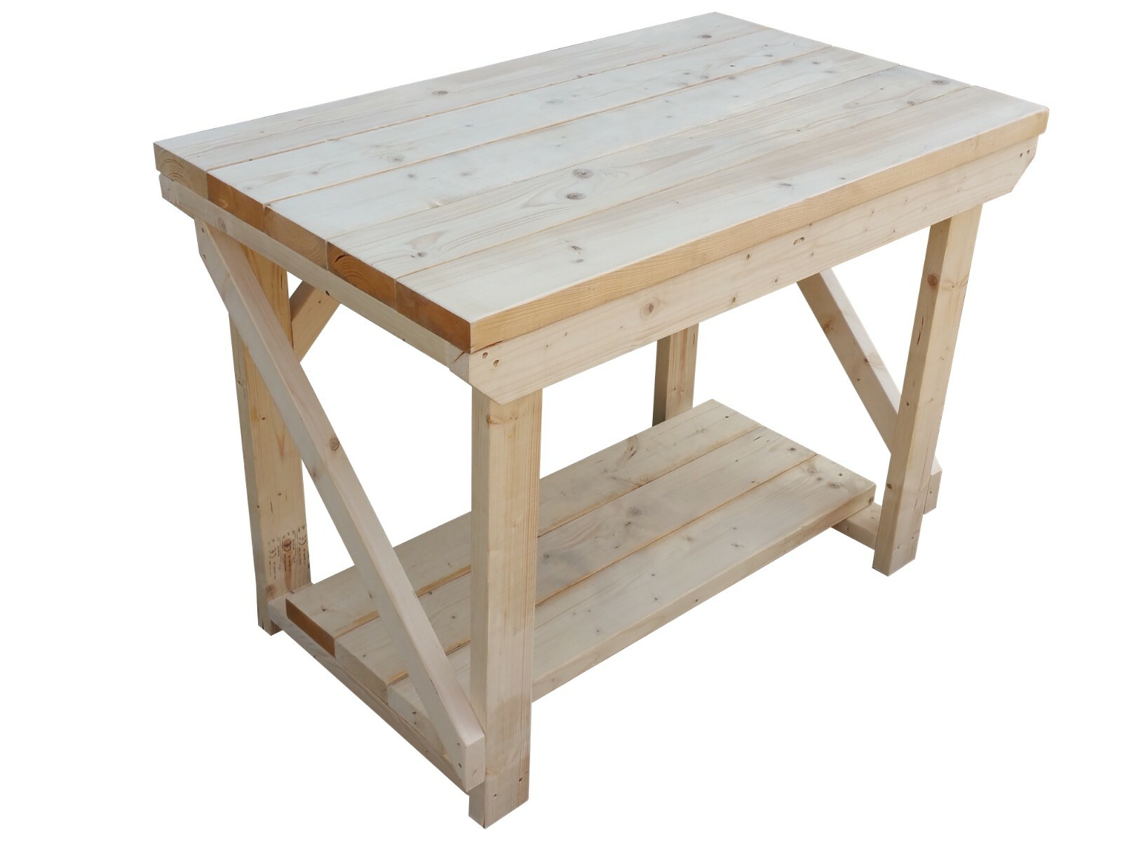 Work Bench Super Heavy Duty Wooden Garage Industrial Table Made of 2x6 ...