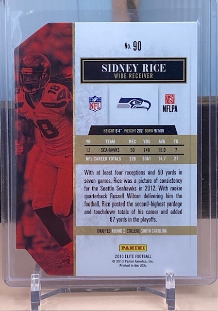 2013 Panini Elite Football Sidney Rice Aspirations Die-Cut Parallel ...