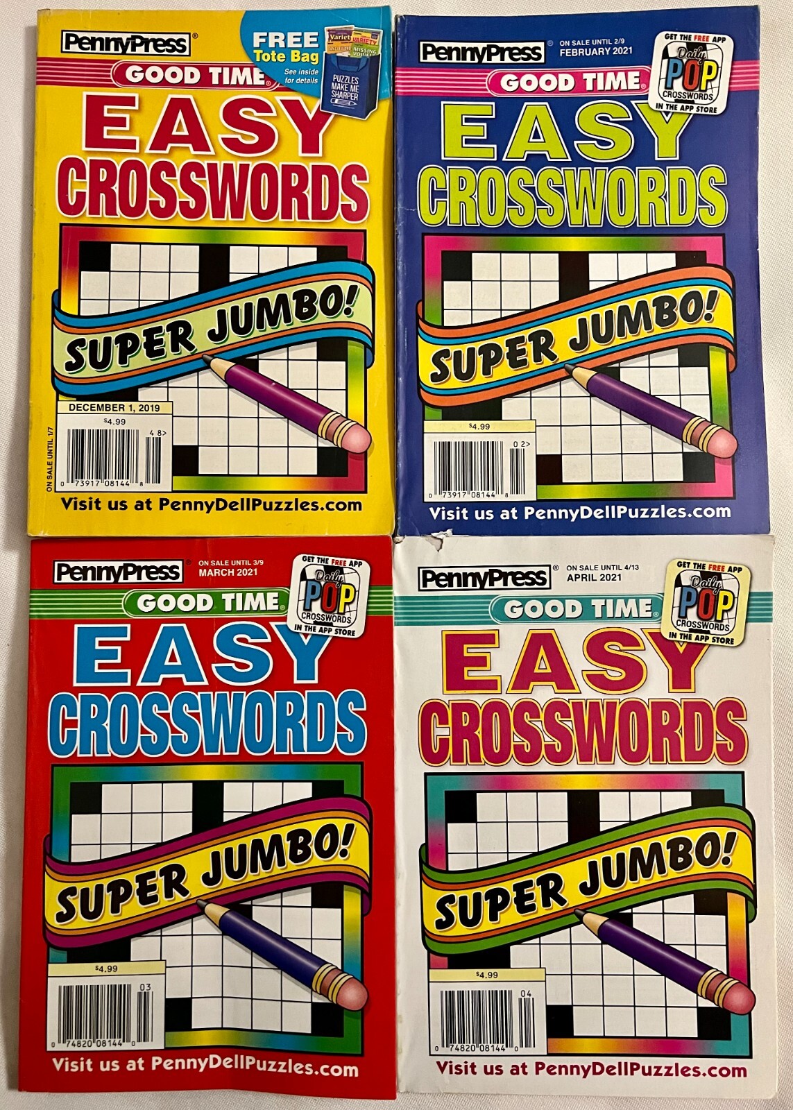 Lot of 4 Good Time Easy Super Jumbo Crosswords Puzzles Book 2019 2021 ...