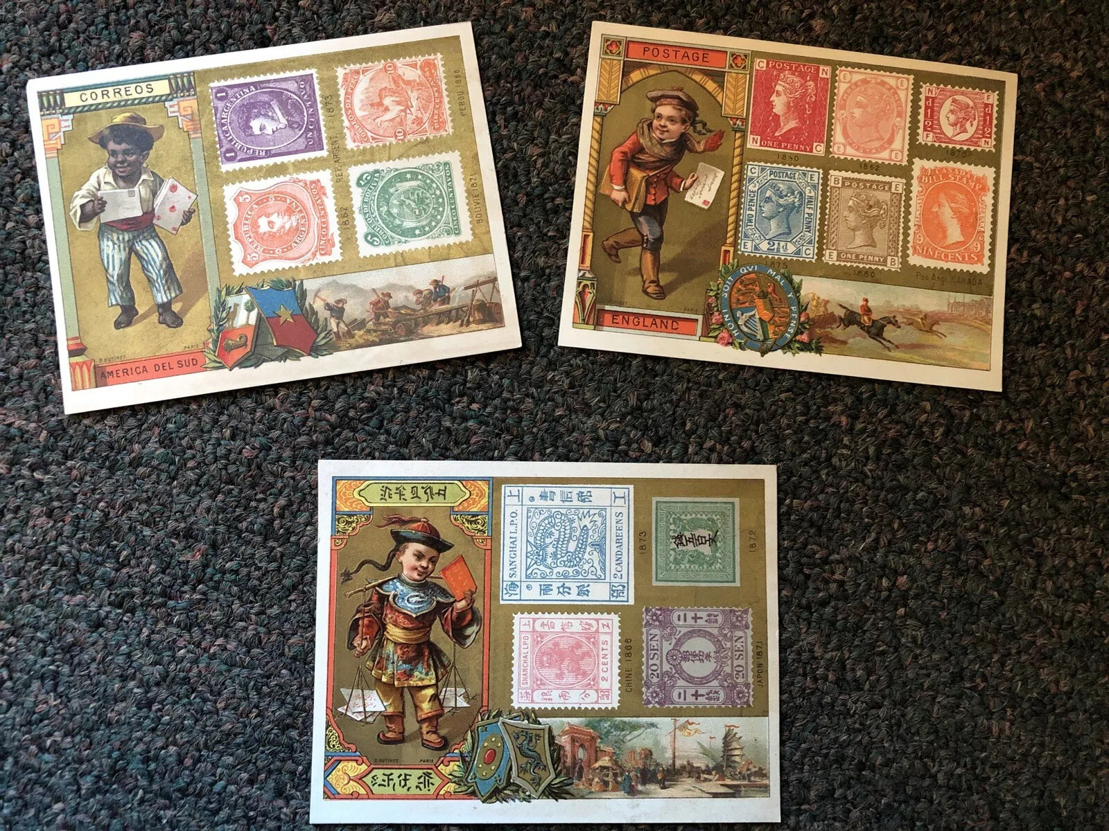 Vintage Victorian trading cards stamps of the world 11 Piece Lot | eBay