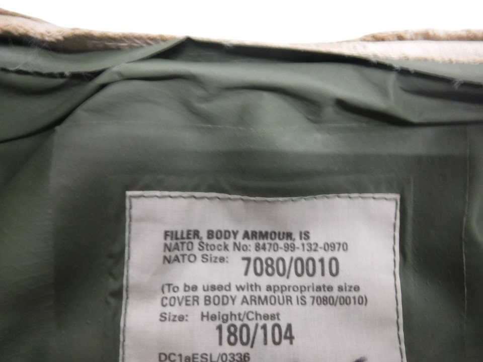 Body Armour Combat Flak Vest ECBA IS MTP With Soft Filler British Army ...