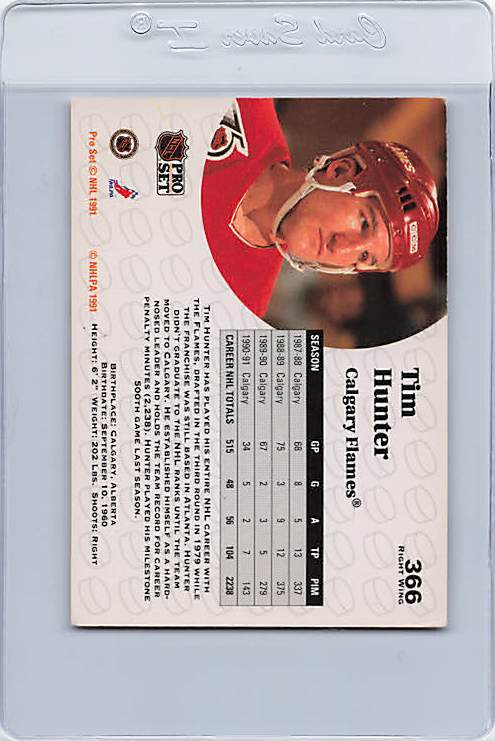 1991/92 Pro Set #366 Tim Hunter Flames Signed Auto *G6526 | eBay
