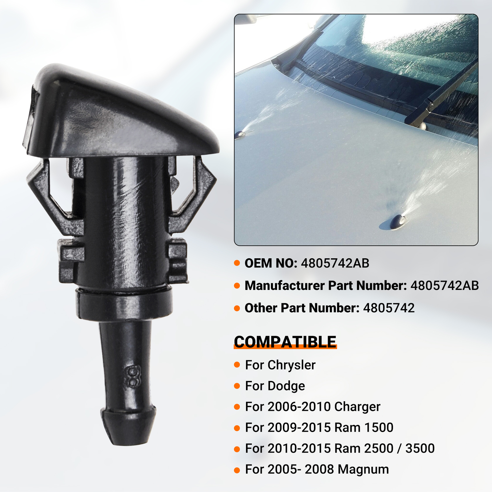 Windshield Wiper Washer Fluid Squirter Sprayer Nozzle Kit For Dodge ...