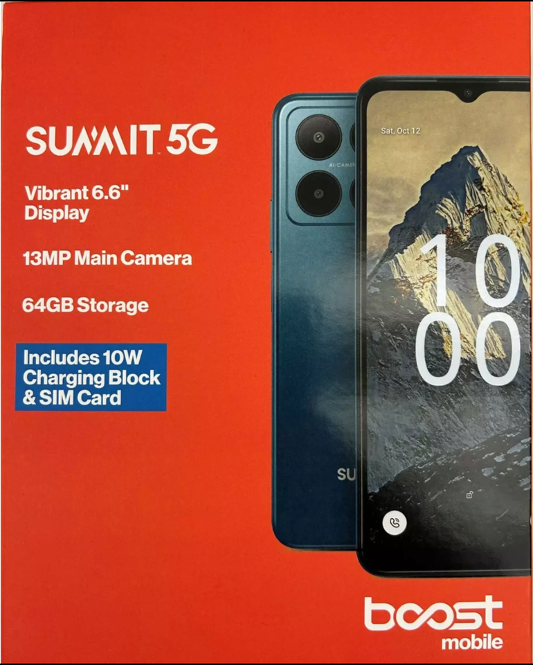 @ Boost Mobile Summit 5G, 64GB, Blue Prepaid Smart Phone, locked to ...