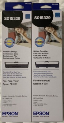 Epson S015329 Black Ribbon Cartridges For FX-890 Two Genuine Sealed ...
