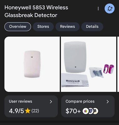 Honeywell 5853 Wireless Glass break Detector New | eBay