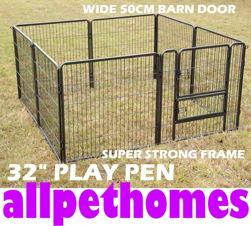 8 PANEL 80cm High, FULLY GALVANISED, EXERCISE PEN DOG PUP RUN ENCLOSURE ...