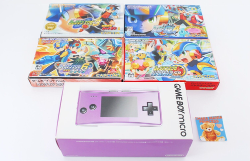 Nintendo Gameboy Micro Purple GBA w/Box Mega Man Rockman 4games Set ...
