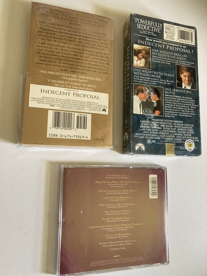 Indecent Proposal 1993 film VHS & Movie Tie-In Paperback & Soundtrack ...