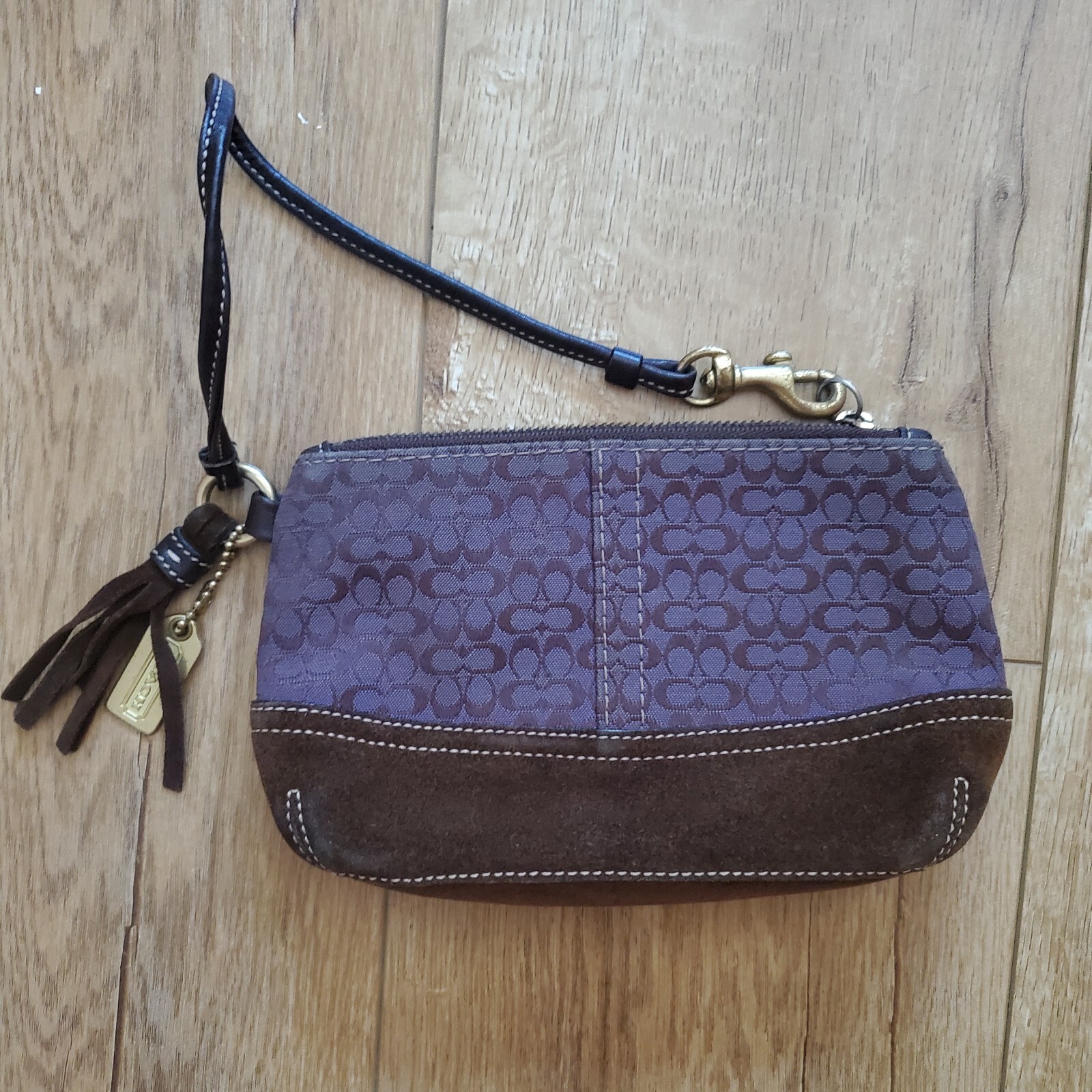 Coach Signature C Chocolate Brown Canvas Suede Leathe… - Gem