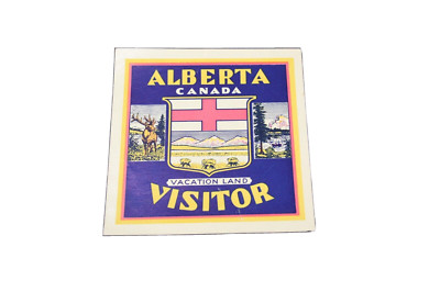 Vintage Travel Decal Sticker Alberta Canada Vacation Land Visitor 1940s ...
