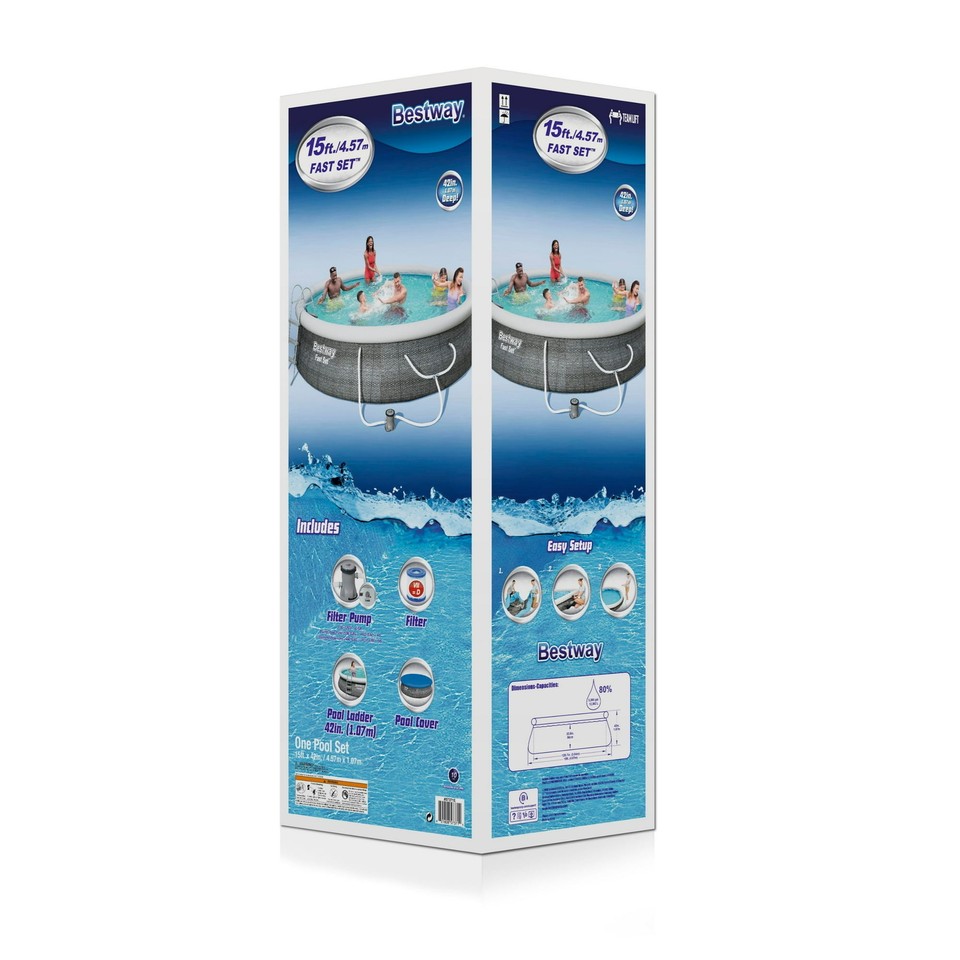 Bestway - Fast Set 15 Foot Round Inflatable Pool Set Swimming | eBay