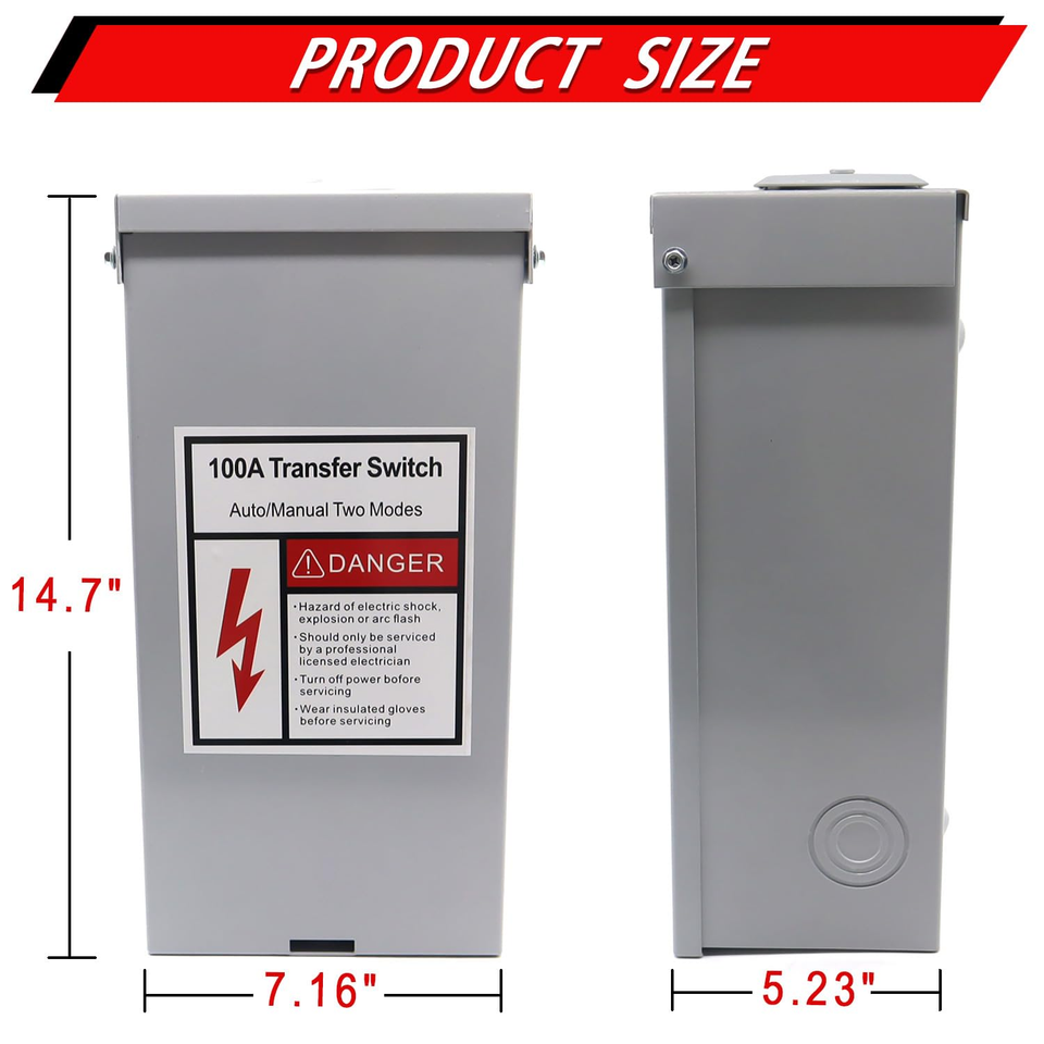 100A Automatic Transfer Switch, 2P 3 Wires Generator Transfer Switch ...