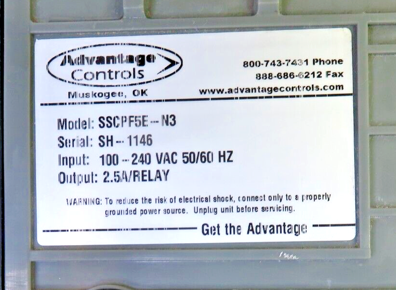 ADVANTAGE CONTROLS MegaTron SS Controller SSCPF5E-N3, FOR PARTS/ REPAIR ...